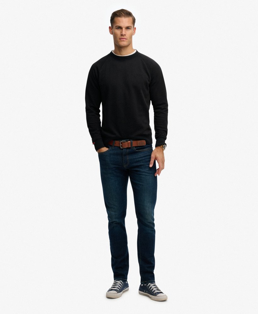 mens Essential Logo Raglan Crew Sweatshirt in Black | Superdry UK