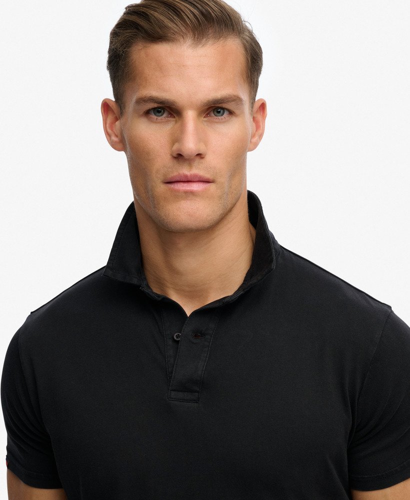 mens Essential Jersey Polo Top in Meteorite Black | Superdry UK
