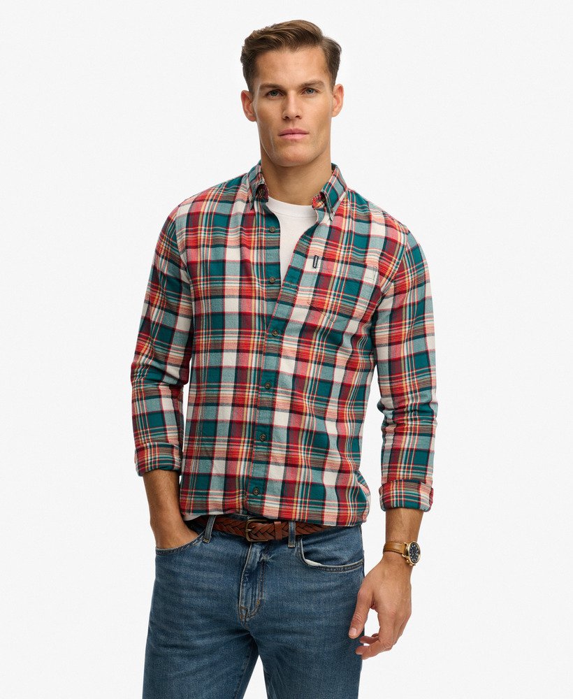 mens Vintage Check Shirt in Yale Check Forest Green | Superdry UK