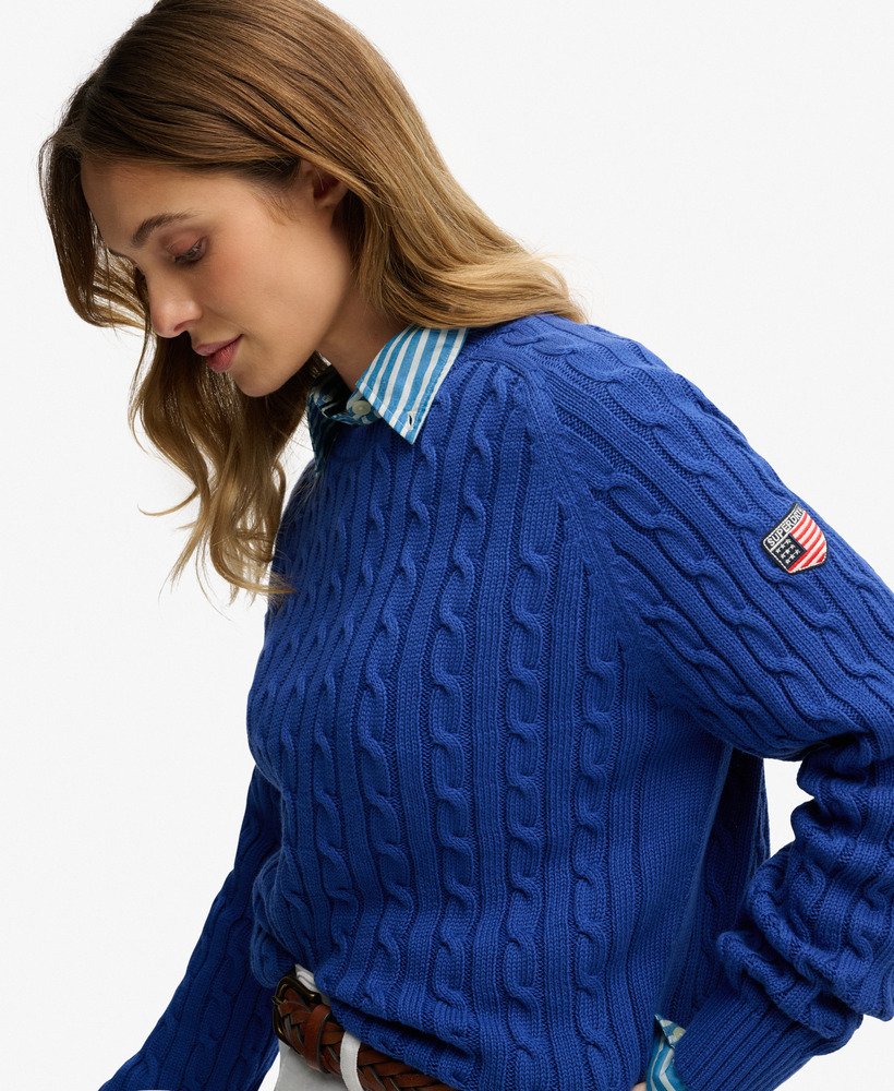 womens Slouchy Cable Knit Jumper in COBALT BLUE | Superdry UK