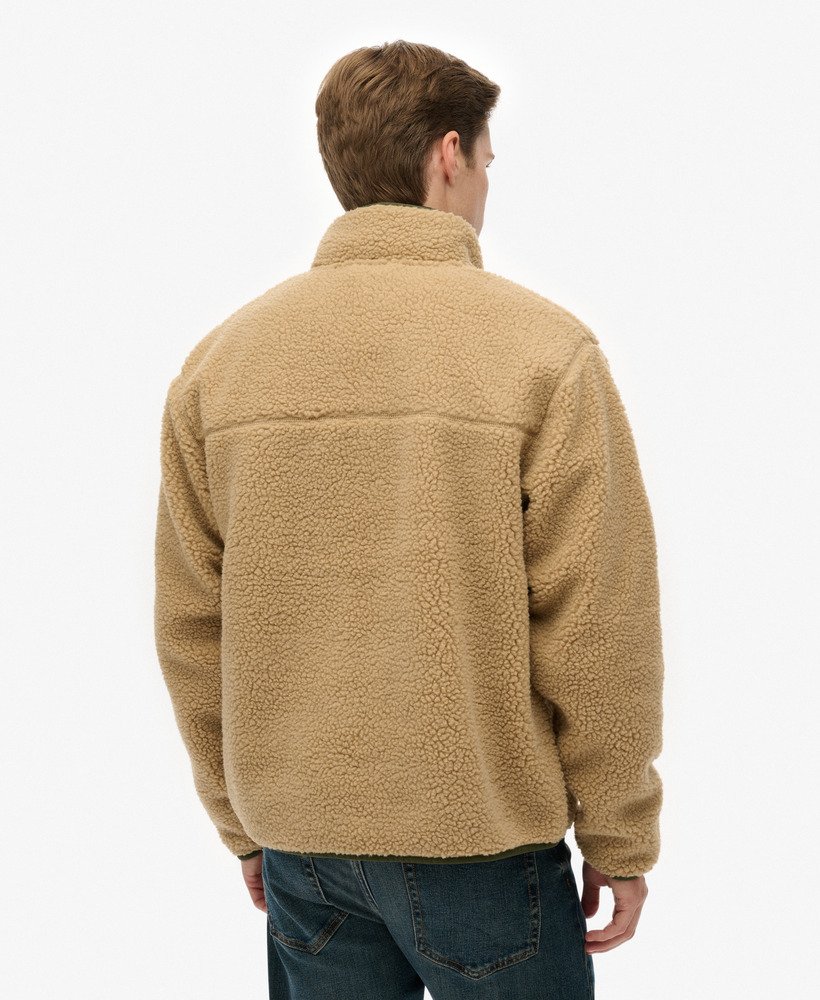 mens Vintage Retro Borg Fleece Jacket in Classic Tan Brown | Superdry US