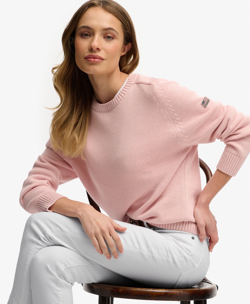 womens Slouchy Knitted Crew Jumper in PALE PINK | Superdry UK