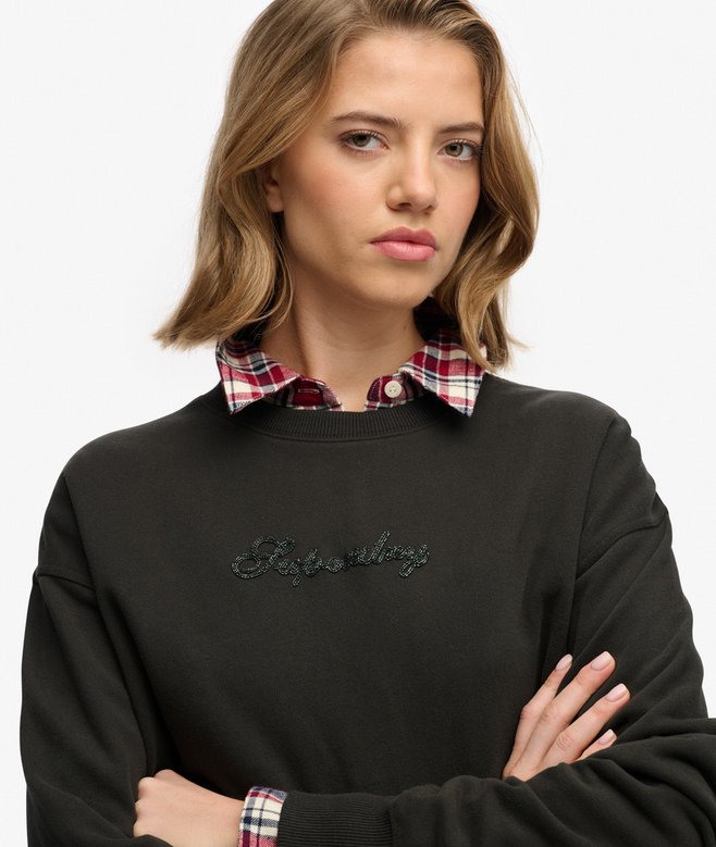 Sweatshirt Ras du Cou Script Brand Décontractéphantom pour Femme ...