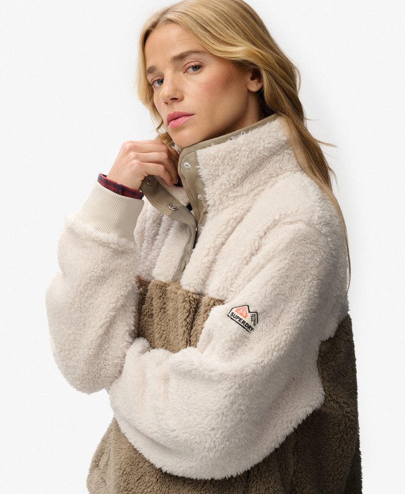 womens Super Soft Mash Up Teddy Fleece in Winter Twig Beige | Superdry UK