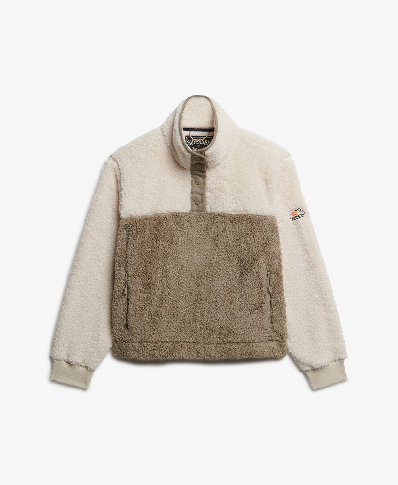 womens Super Soft Mash Up Teddy Fleece in Winter Twig Beige | Superdry UK