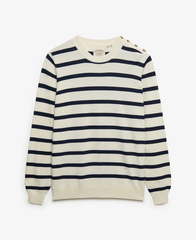 womens Lightweight Essential Jumper in Cream Richest Navy Stripe ...