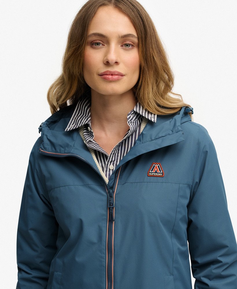 Lange Dreifarbige Windbreaker-Jacke trockenes schieferblau für Damen ...