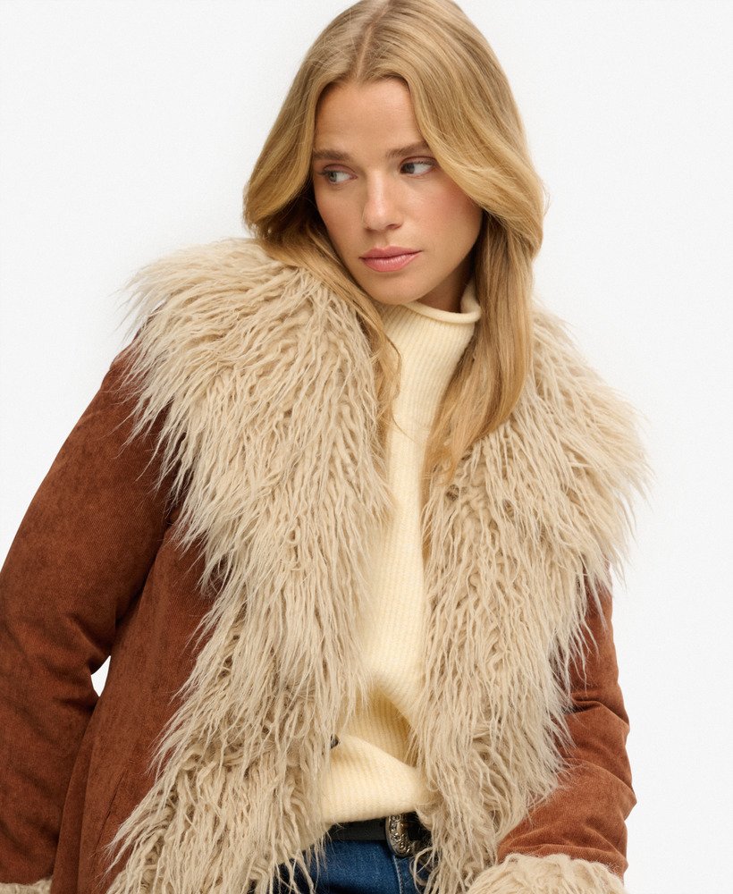 womens Long Afghan Coat in Rustic Chestnut Brown | Superdry US