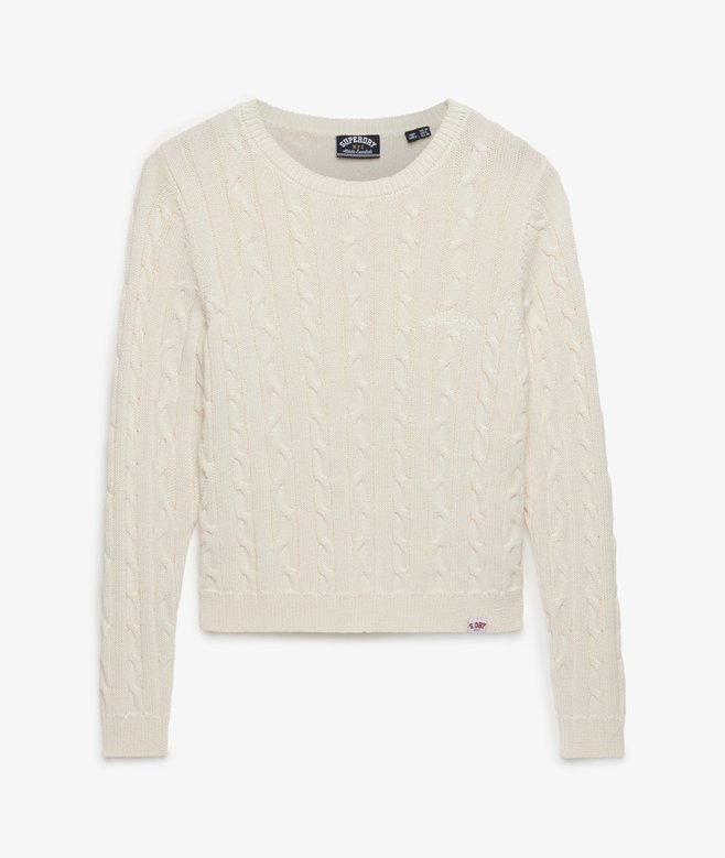 womens Essential Cable Knit Jumper in Desert Bone Off White | Superdry UK