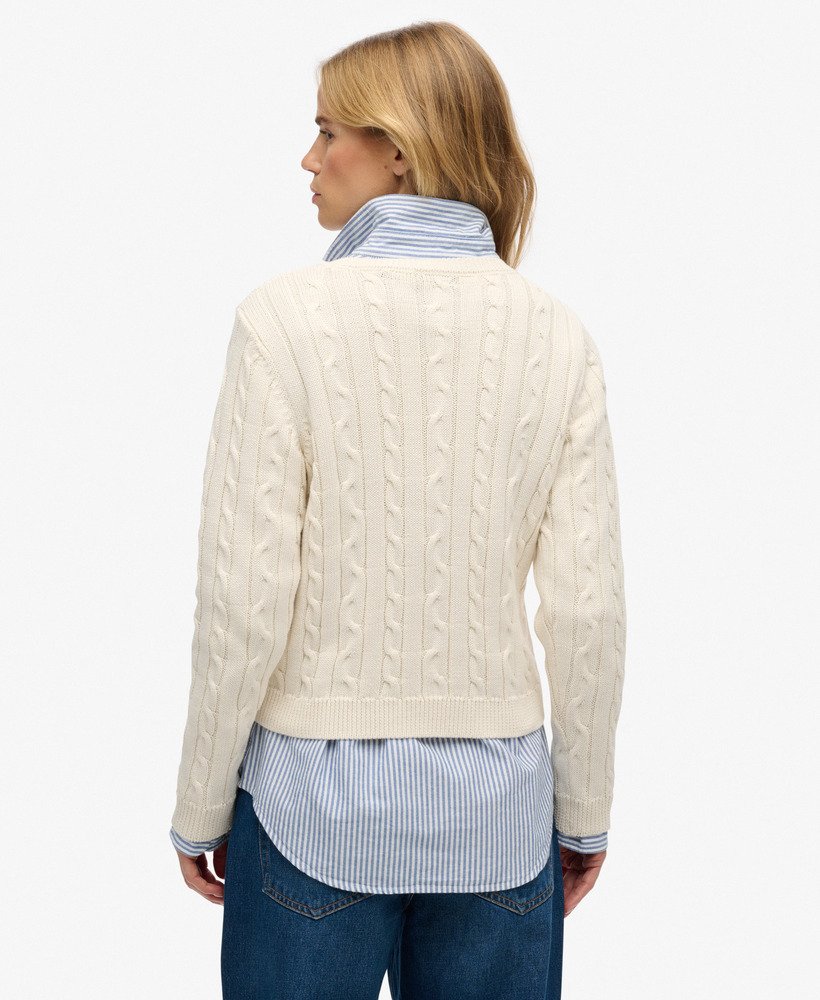 womens Essential Cable Knit Jumper in Desert Bone Off White | Superdry UK