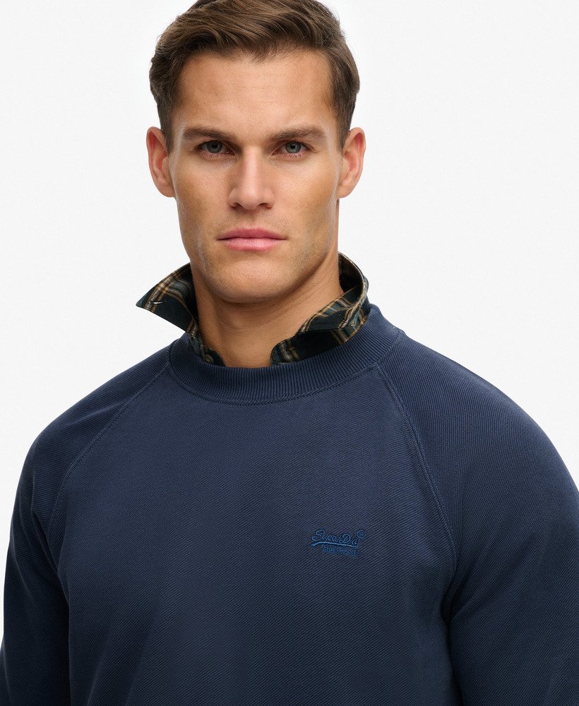 mens Essential Logo Raglan Crew Sweatshirt in CLASSIC NAVY | Superdry UK