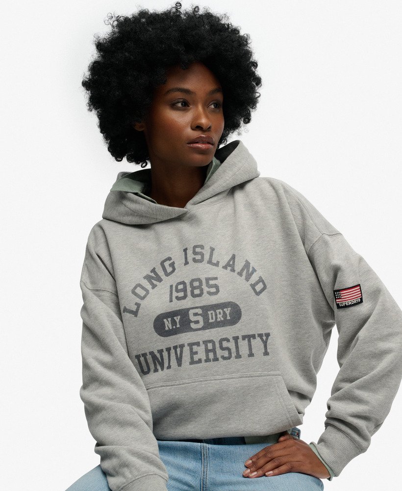 womens Athletic Essentials Relaxed Hoodie in GREY MARL | Superdry UK