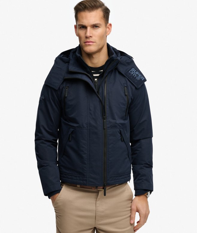 mens Hooded Microfibre Arctic Windcheater Jacket in DARKEST NAVY ...