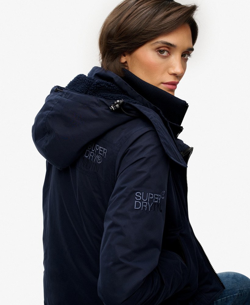 womens Hooded Microfibre Arctic Windcheater Jacket in DARKEST NAVY ...