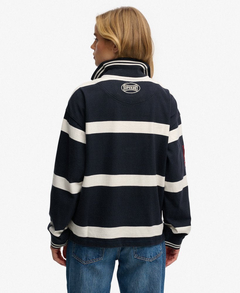 Crest Stripe Rugby-Shirt finster marineblau/ecru für Damen | Superdry CH-DE