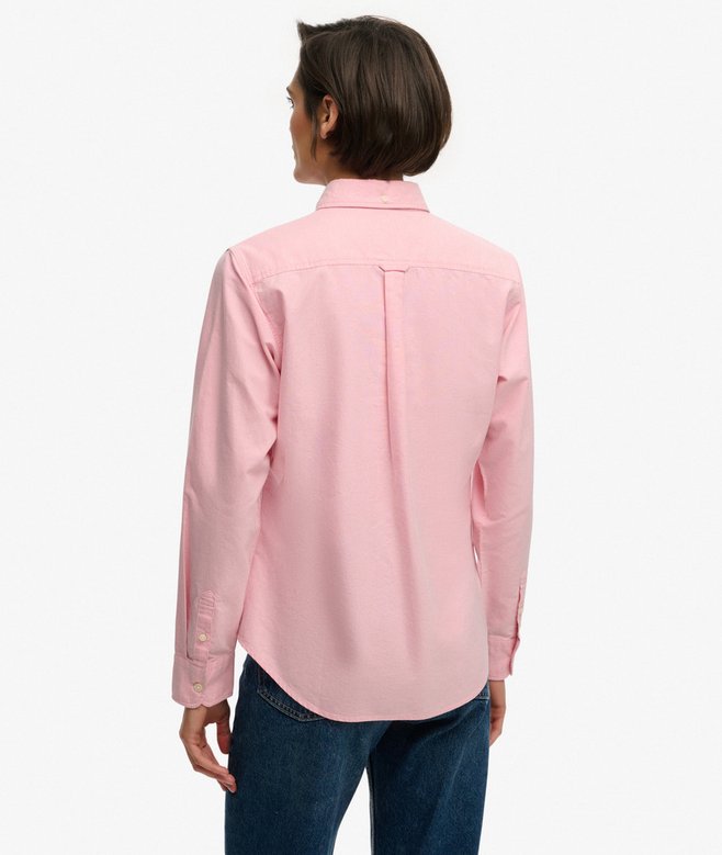Dames Slim Oxford Overhemd met Lange Mouwen in city pink chambray ...