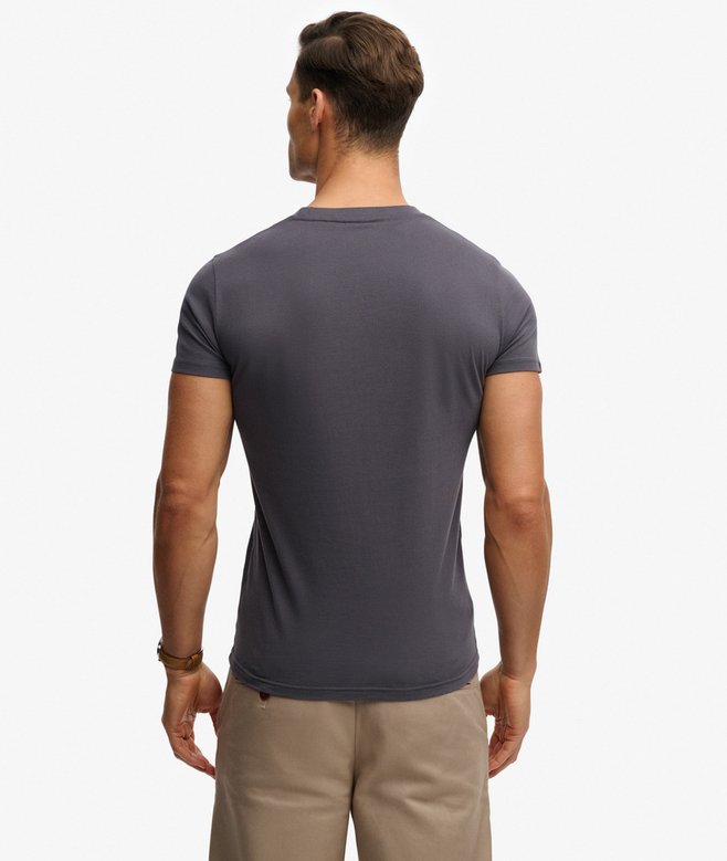 mens Organic Cotton Essential Logo T-Shirt in Graphite Black/Fluro Red ...