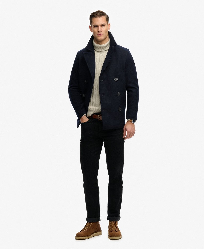 The Merchant Store - Wollmischung Cabanjacke finster marineblau für ...