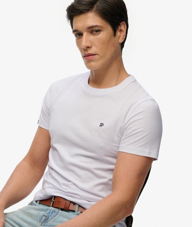 mens Essential SD&Co Logo Embroidered T-shirt in OPTIC/NAVY | Superdry UK