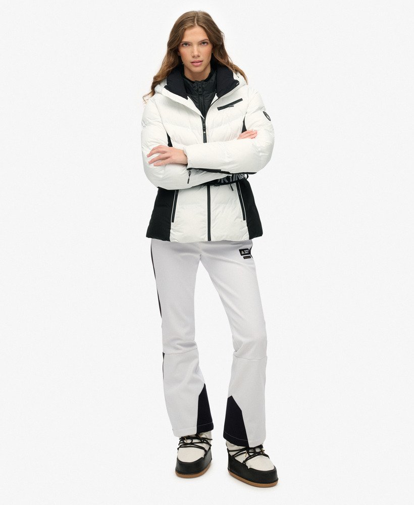 womens Luxe Belted Ski Padded Jacket in OPTIC | Superdry UK