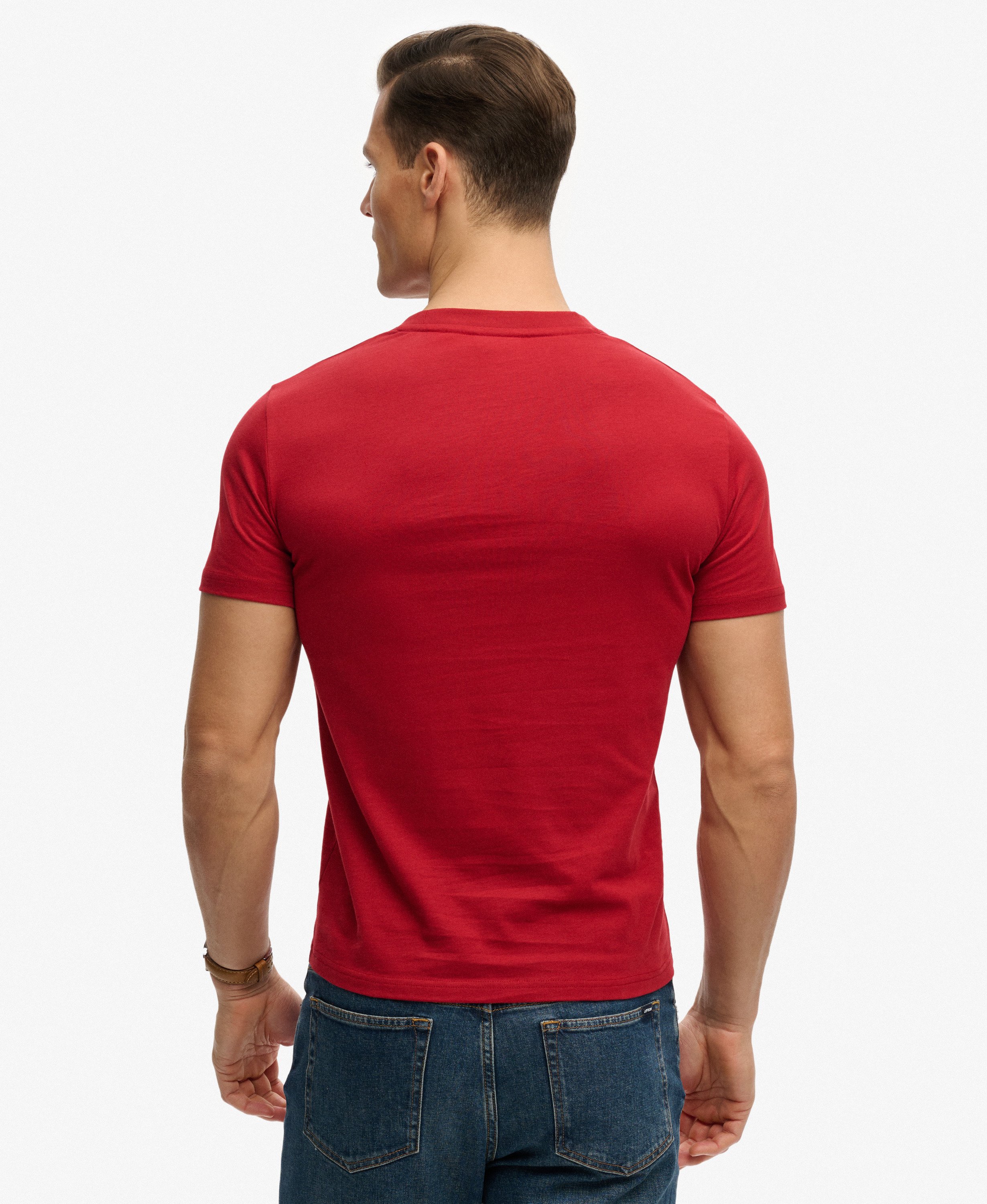 mens SD&Co Logo Embroidered T-shirt in Expedition Red/Navy | Superdry UK