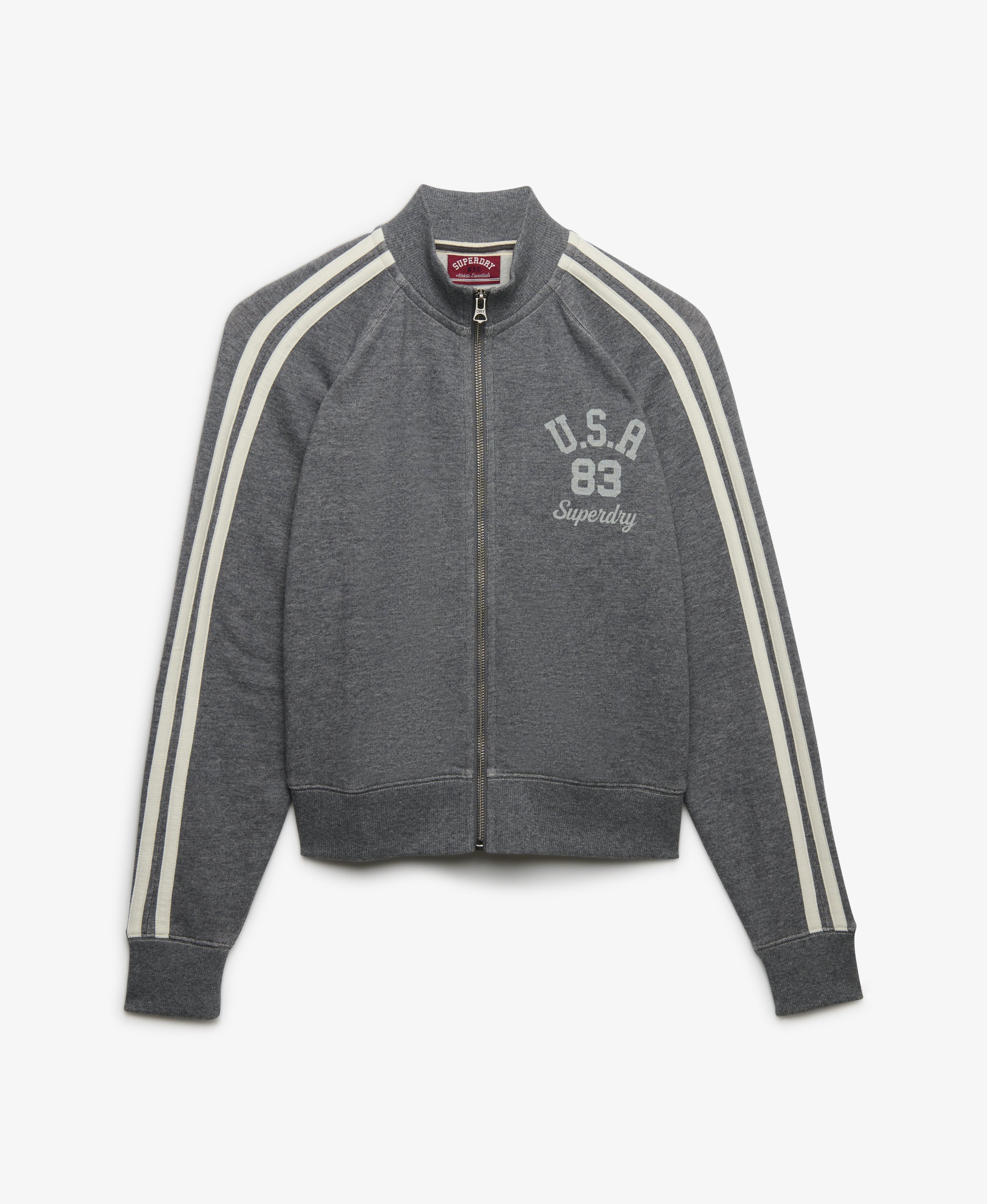 womens Athletic Essentials Zip Through Track Top in Charcoal White Marl ...
