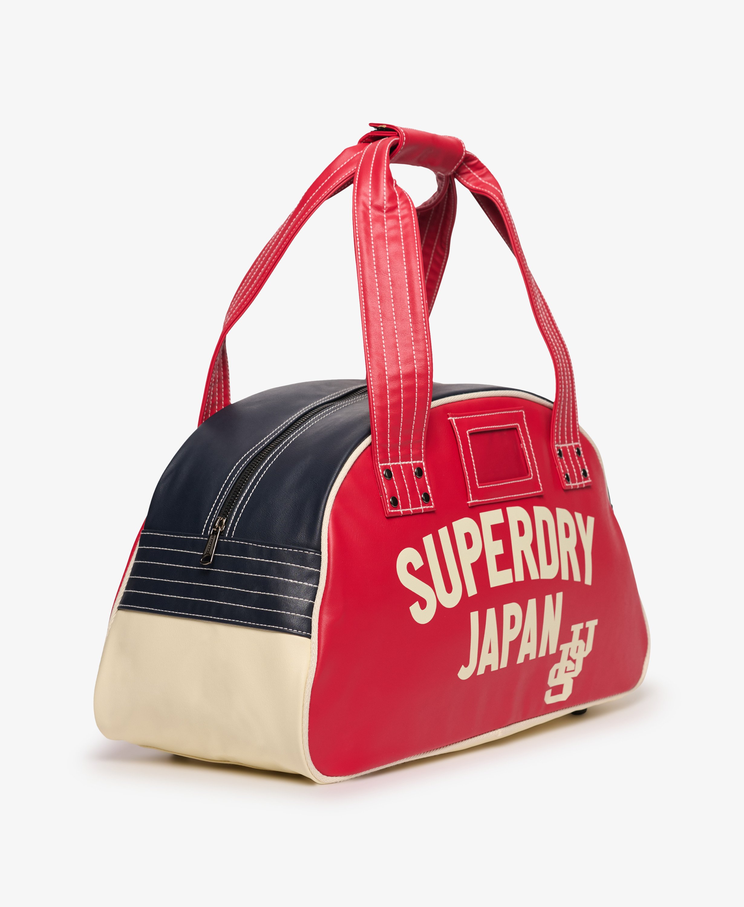womens Retro Alumni Bowling Bag in Red/Eclipse Navy/Cream | Superdry UK