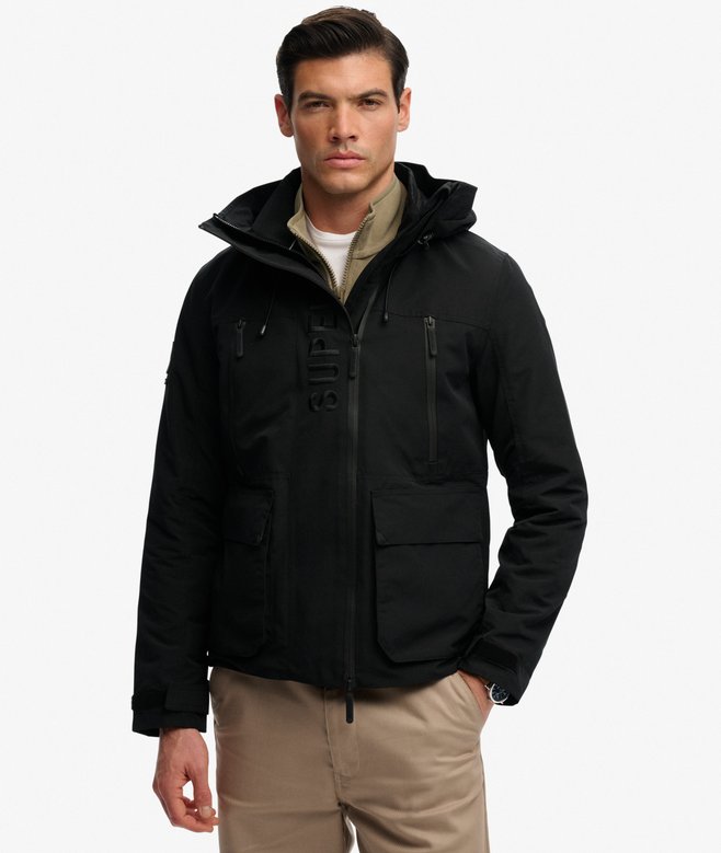 mens Hooded Ultimate Embroidered Windbreaker Jacket in Black | Superdry UK