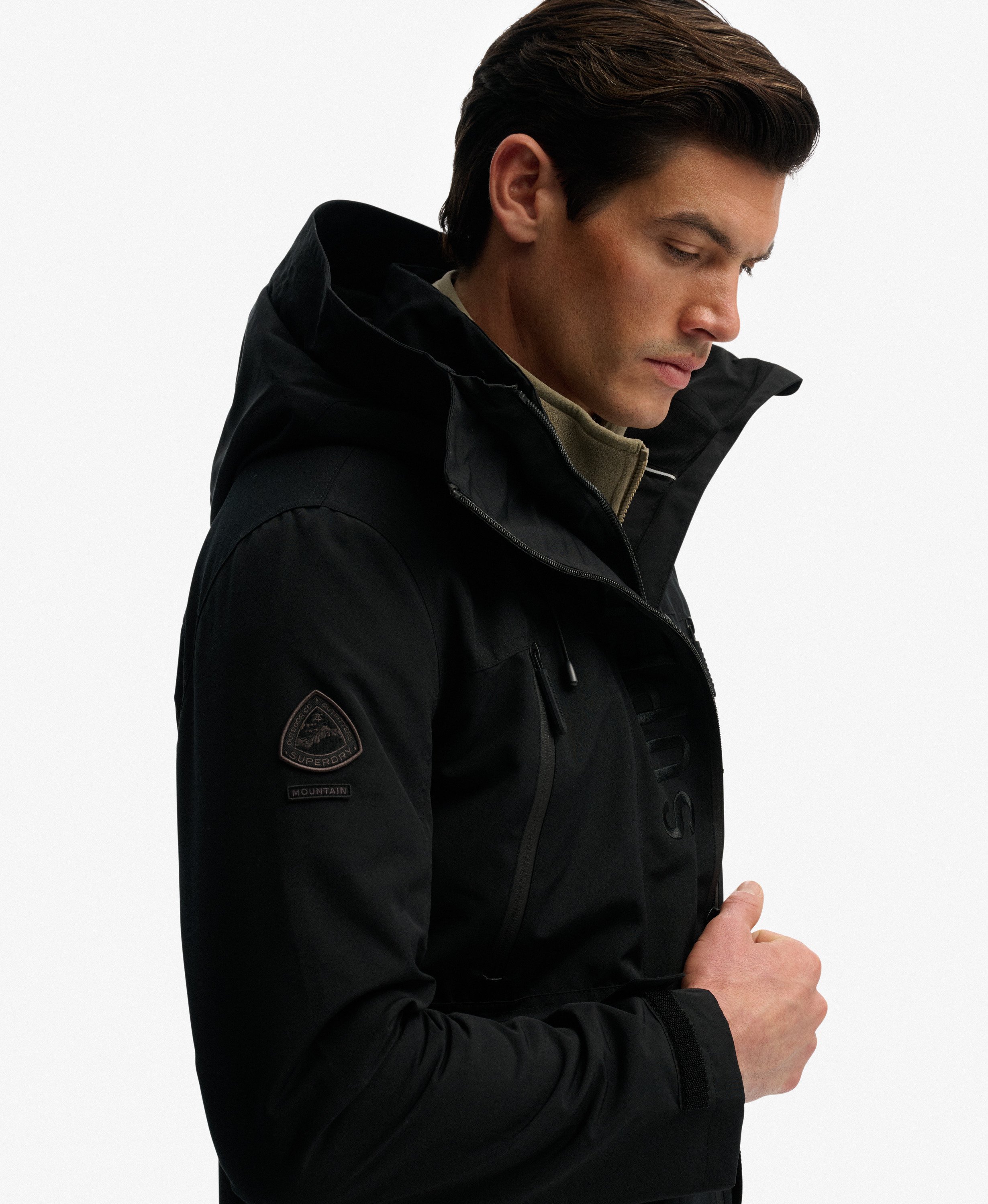 mens Hooded Ultimate Embroidered Windbreaker Jacket in Black | Superdry UK