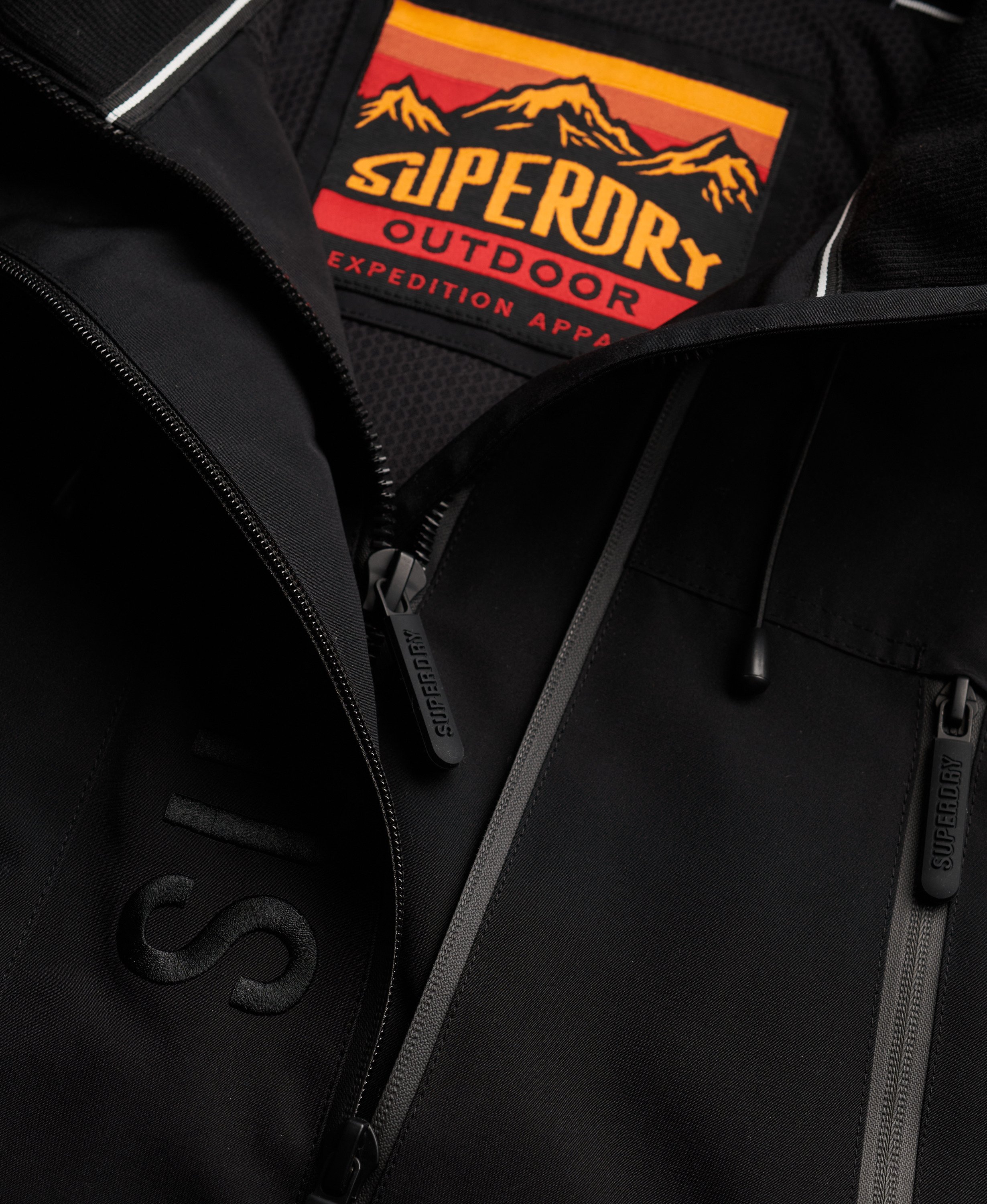 mens Hooded Ultimate Embroidered Windbreaker Jacket in Black | Superdry UK