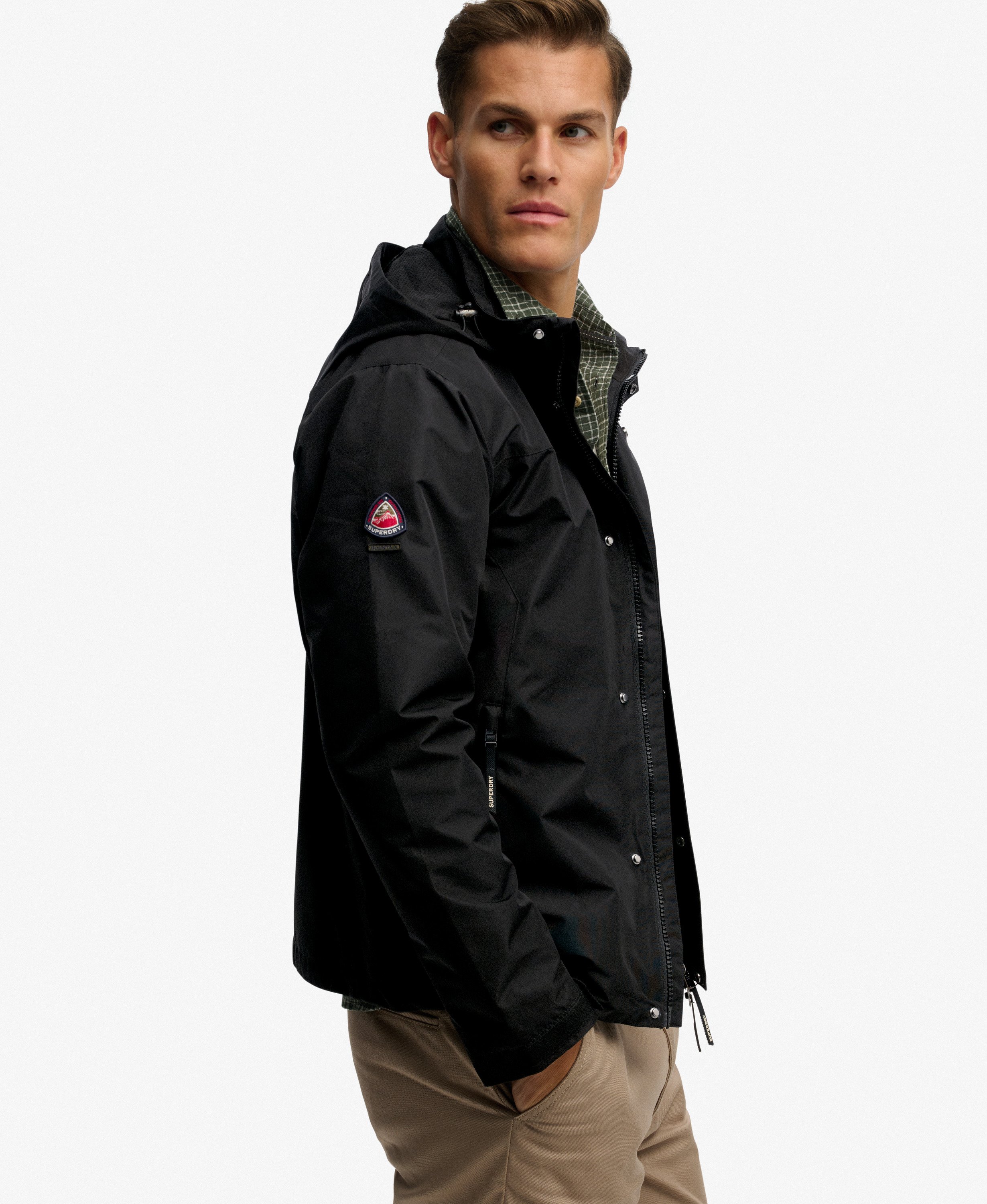 mens Hooded Shell Jacket in Black | Superdry UK