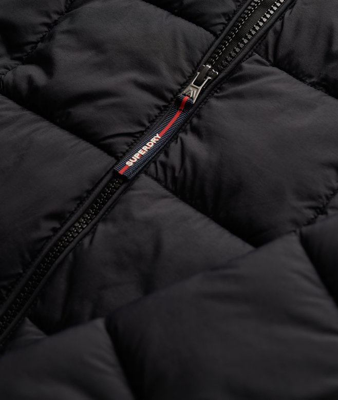 mens Hooded Box Quilt Fuji Lite Jacket in Black | Superdry UK