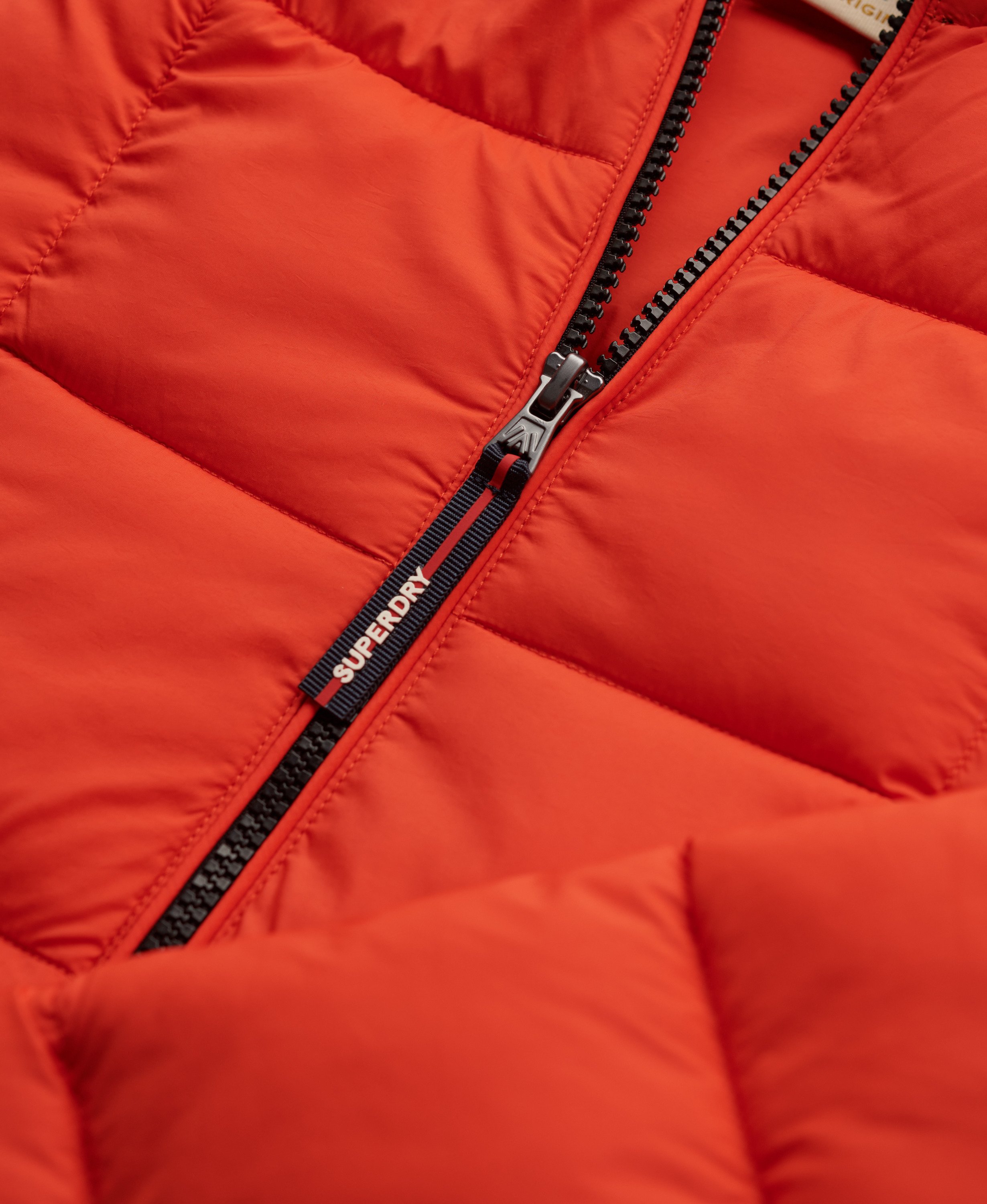 mens Hooded Box Quilt Fuji Lite Jacket in Peak Orange | Superdry UK