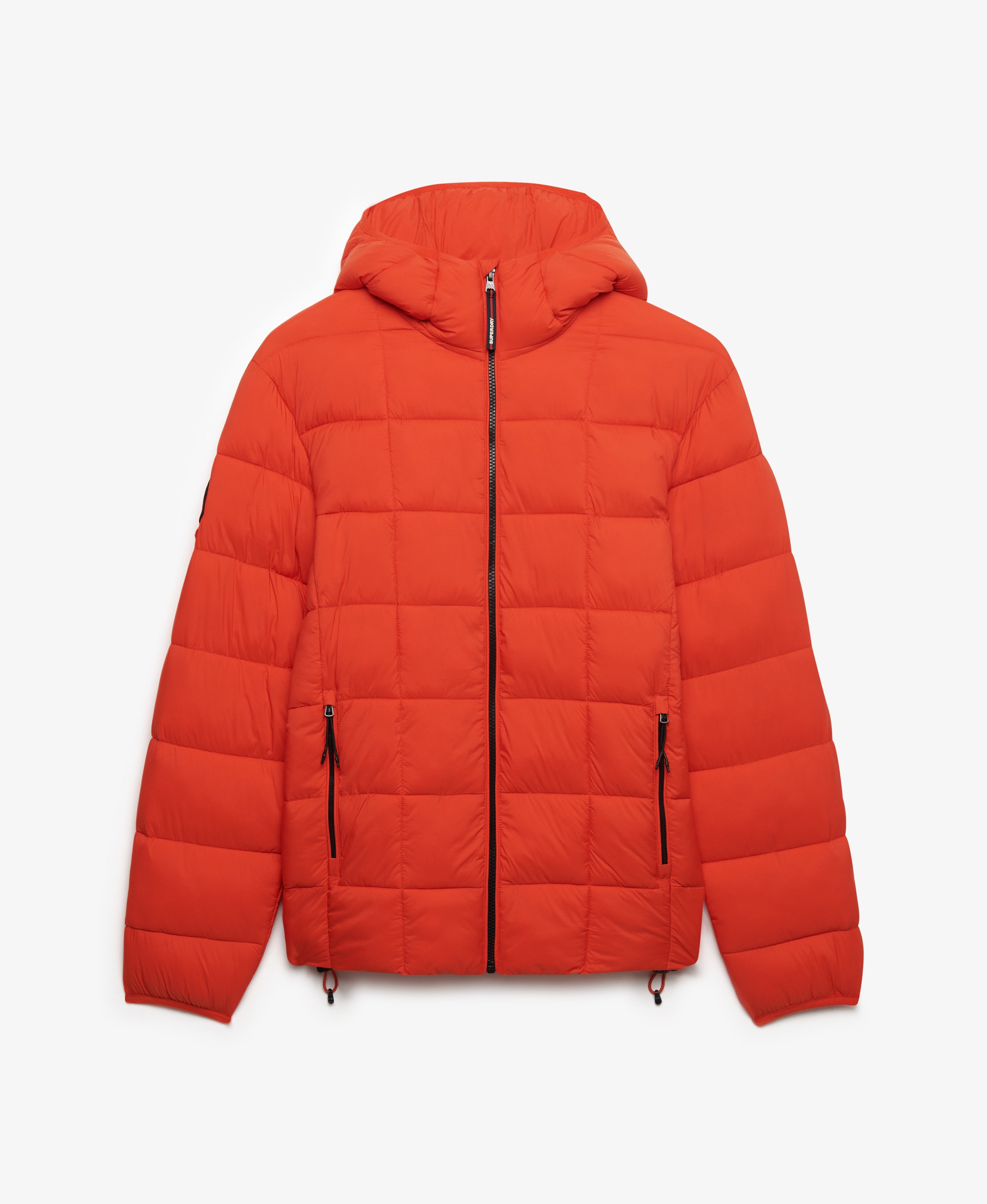 mens Hooded Box Quilt Fuji Lite Jacket in Peak Orange | Superdry UK