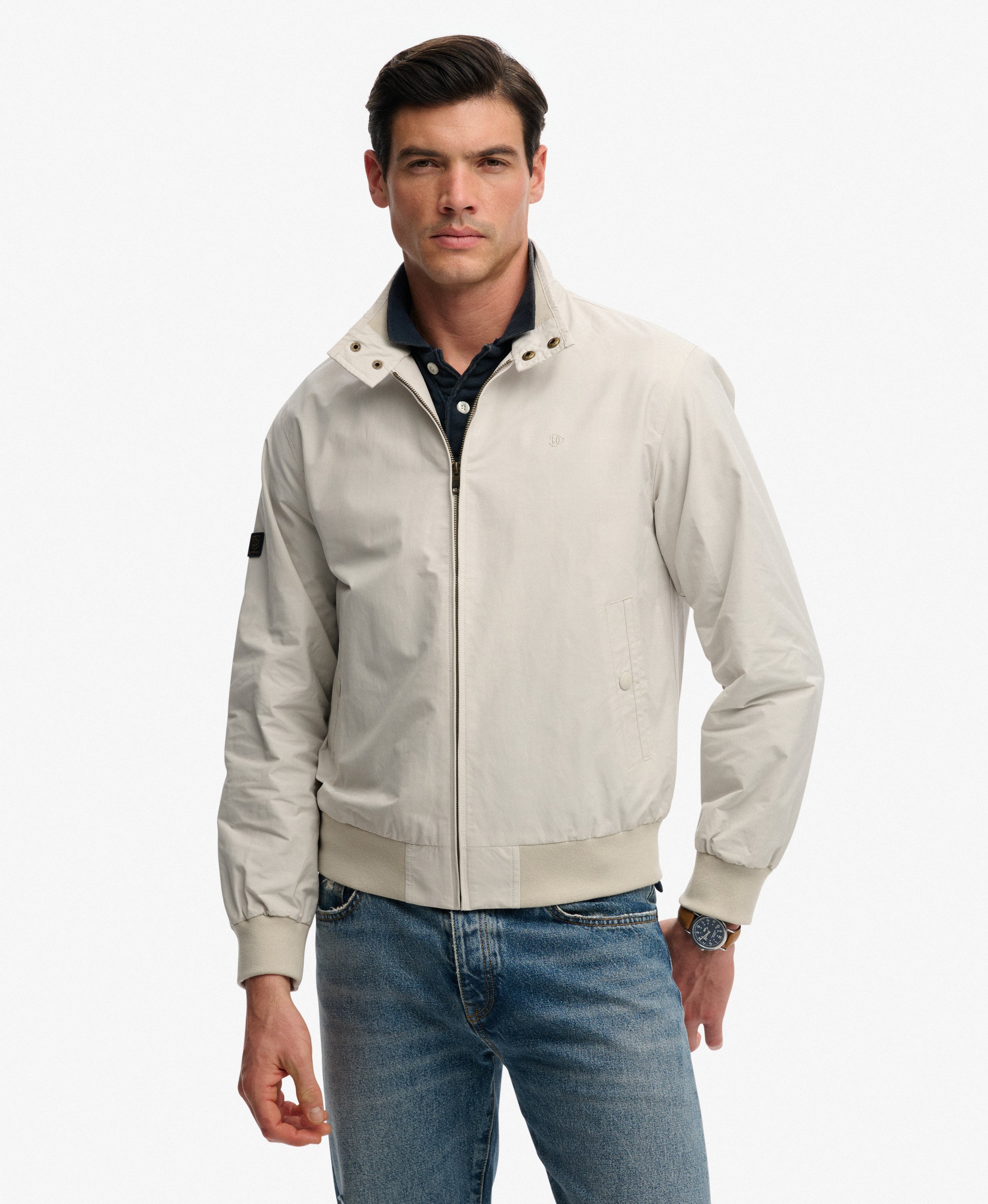mens Classic Harrington Jacket in Rainy Day Grey | Superdry UK