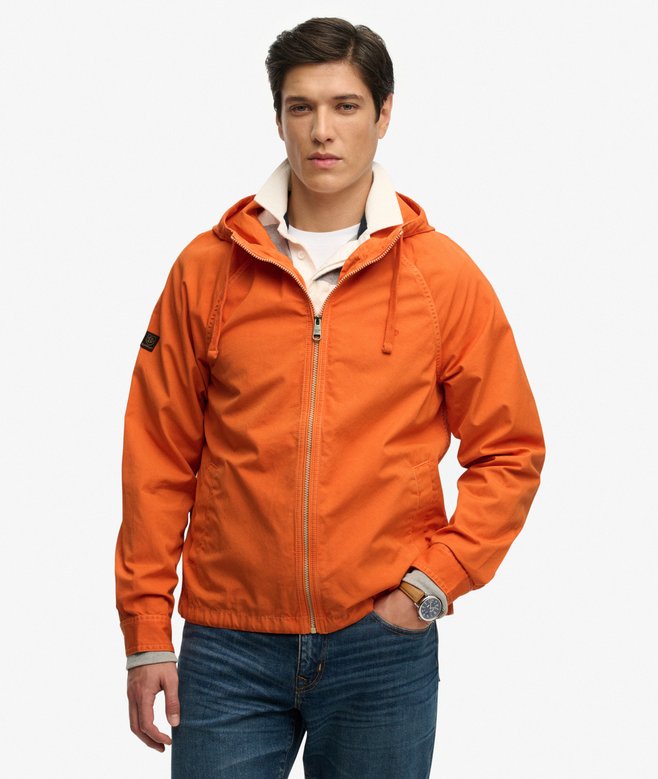 mens Hooded Washed Twill Jacket in Washed Orange | Superdry UK