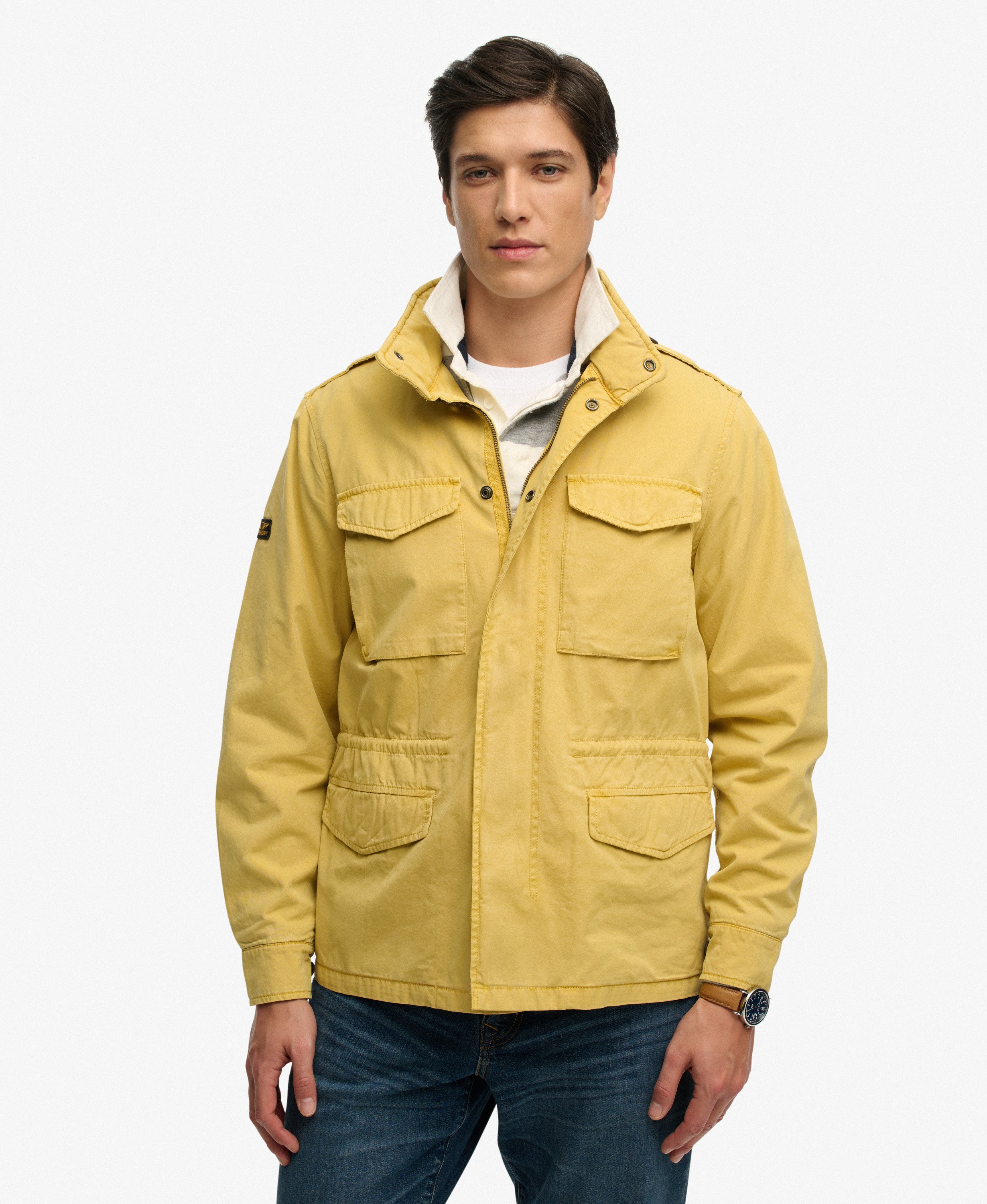mens Cotton M65 Jacket in Washed Yellow | Superdry UK