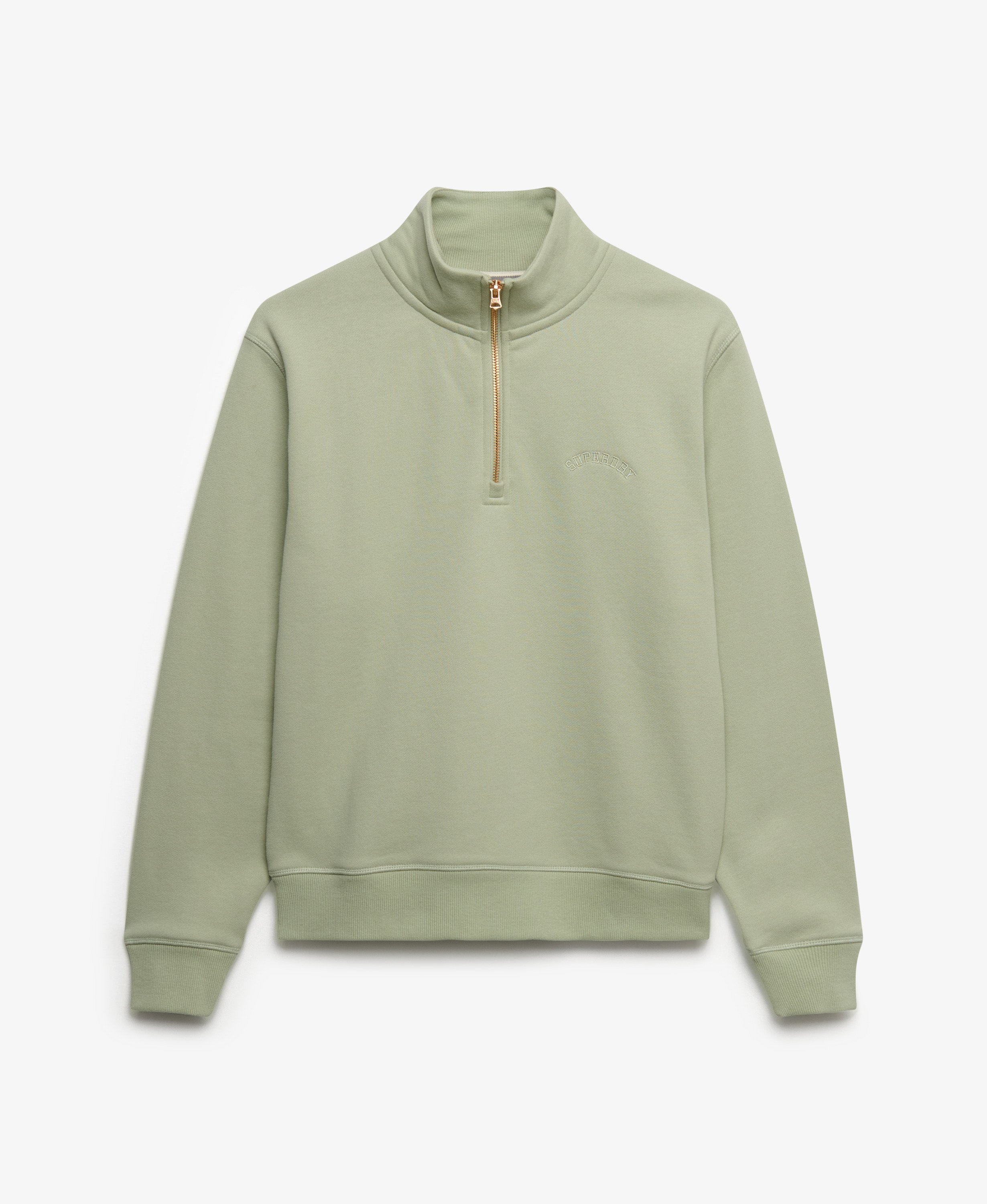 womens Essential Logo Embroidered Half Zip Jumper in Dusty Sage ...