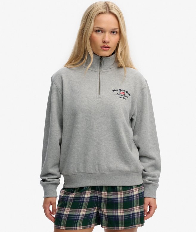 womens Athletic Essentials Graphic Half Zip Sweatshirt in GREY MARL ...