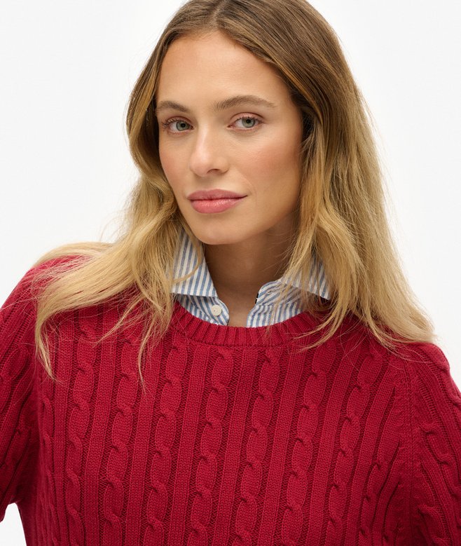 womens Slouchy Cable Knit Jumper in Bordeaux Red | Superdry UK