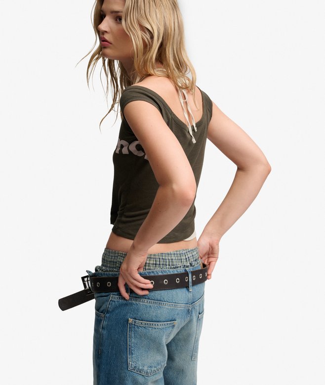 womens Bench Two-in-One Halter Top in Black Olive/ Moonbeam | Superdry UK