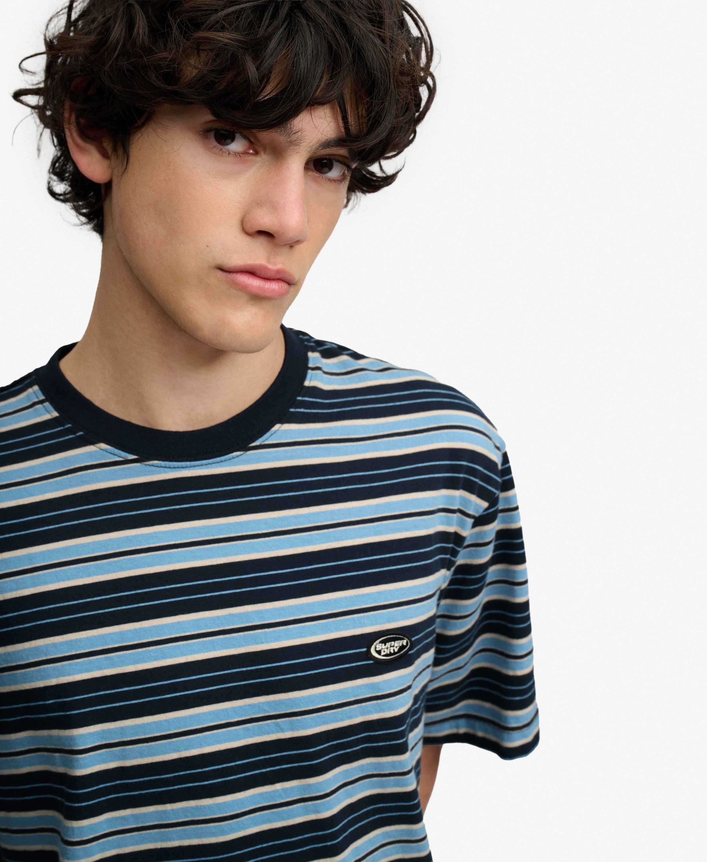 mens Oversized Stripe T-Shirt in BLUE STRIPE | Superdry UK