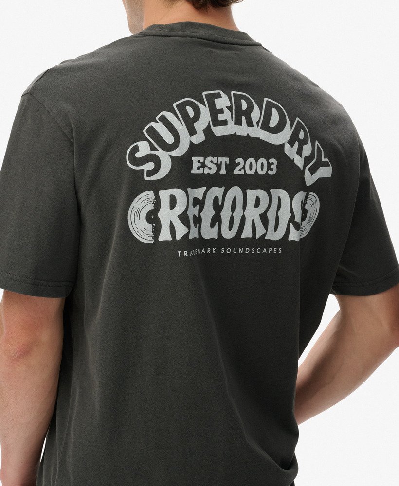 mens Record Label Oversized T-Shirt in Washed Black | Superdry UK