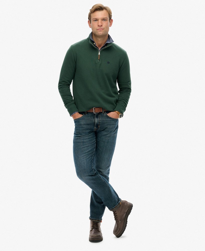 mens Preppy Half Zip Jumper in ENAMEL GREEN | Superdry UK
