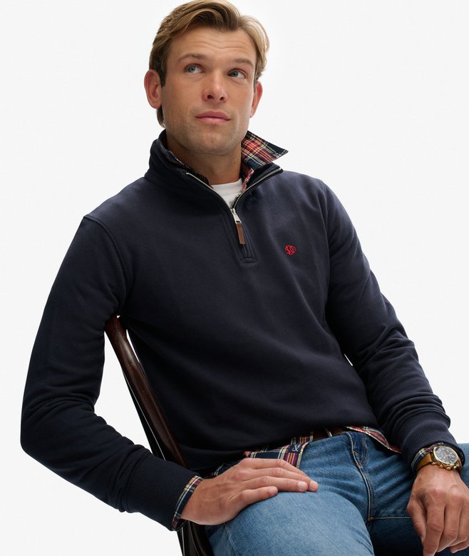 mens Preppy Half Zip Jumper in SUPER DARK NAVY | Superdry UK