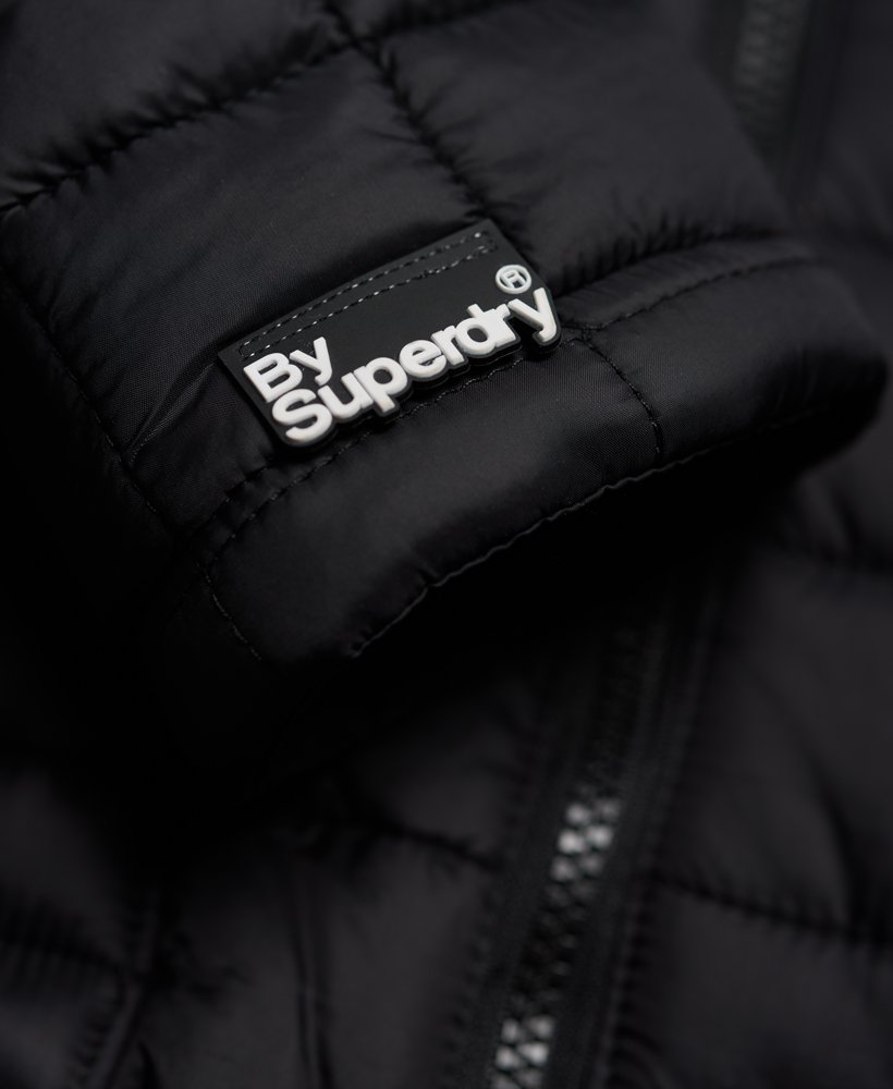 womens Hooded Box Quilt Fuji Jacket in Black | Superdry UK